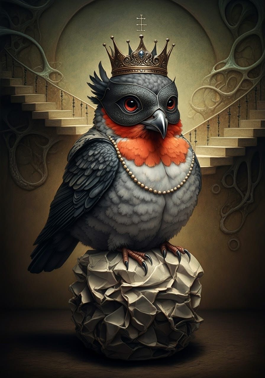 Masked Bird Princess Detailed Organic Stairway to Nowhere Depicted in ...