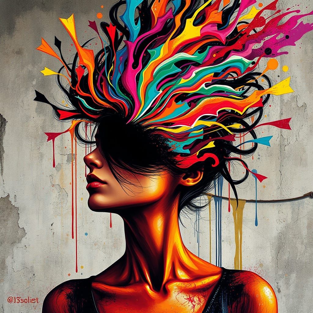 a confused faceless lady with a lot of thoughts