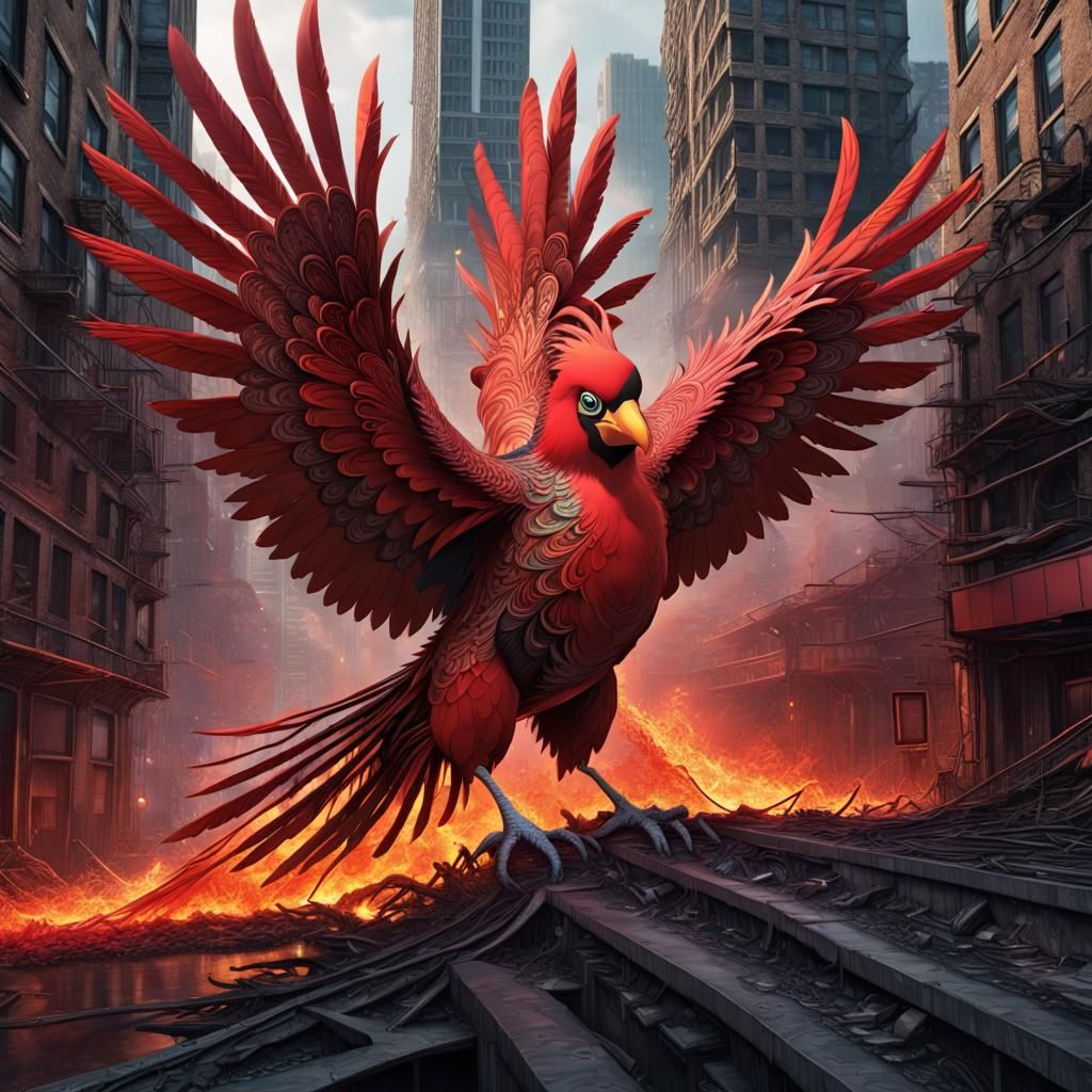 The big red bird that live under the city - AI Generated Artwork ...