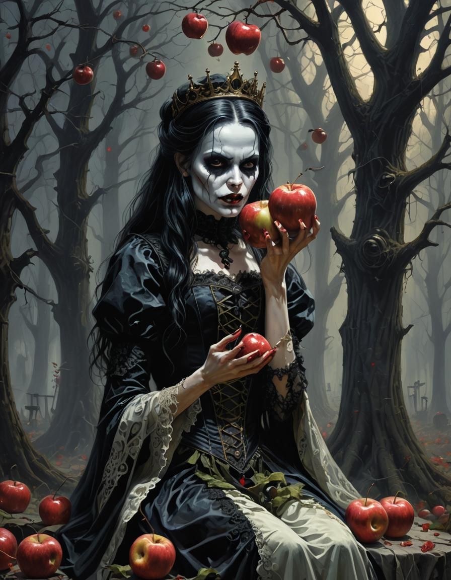 gothic horror princess eating poison apple creepy fairytale dark ...