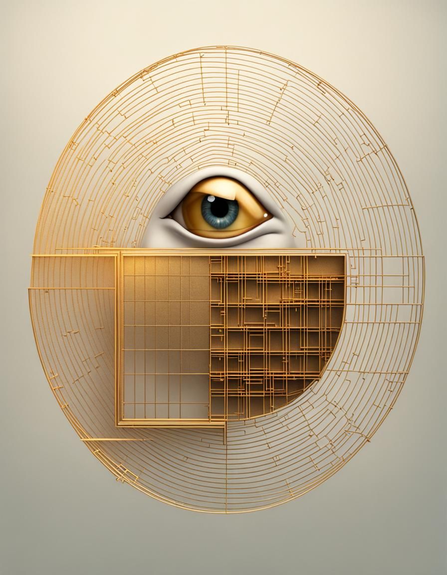 A portrait of a eyes in the shape of a golden rectangle and a smile ...