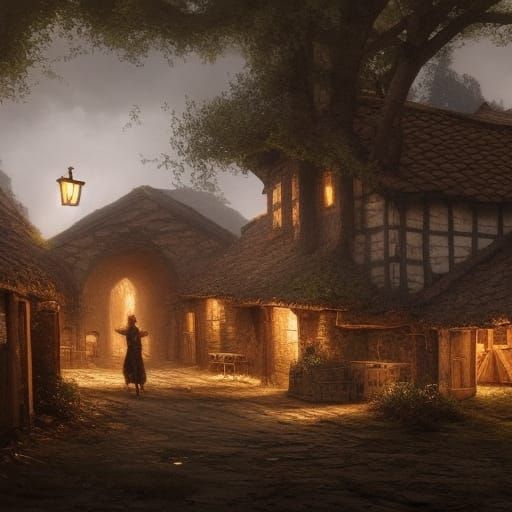 A medieval farming village. Not many homes are in this village but ...