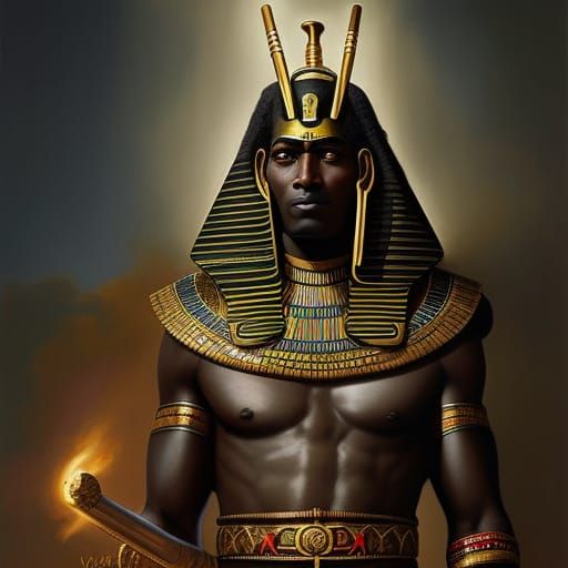 male african ancient egyptian pharaoh in africa:: style by Goya, Tom ...