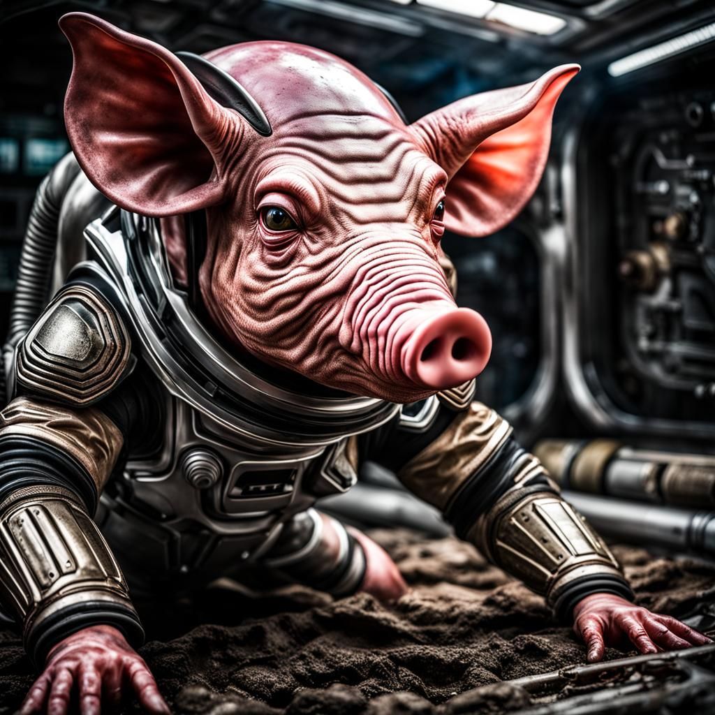 Alien Moonlights as a Pig - AI Generated Artwork - NightCafe Creator
