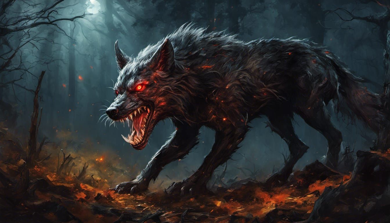 SDXL 1.0: An oil painting of a demonic wolf beast in a dark ...