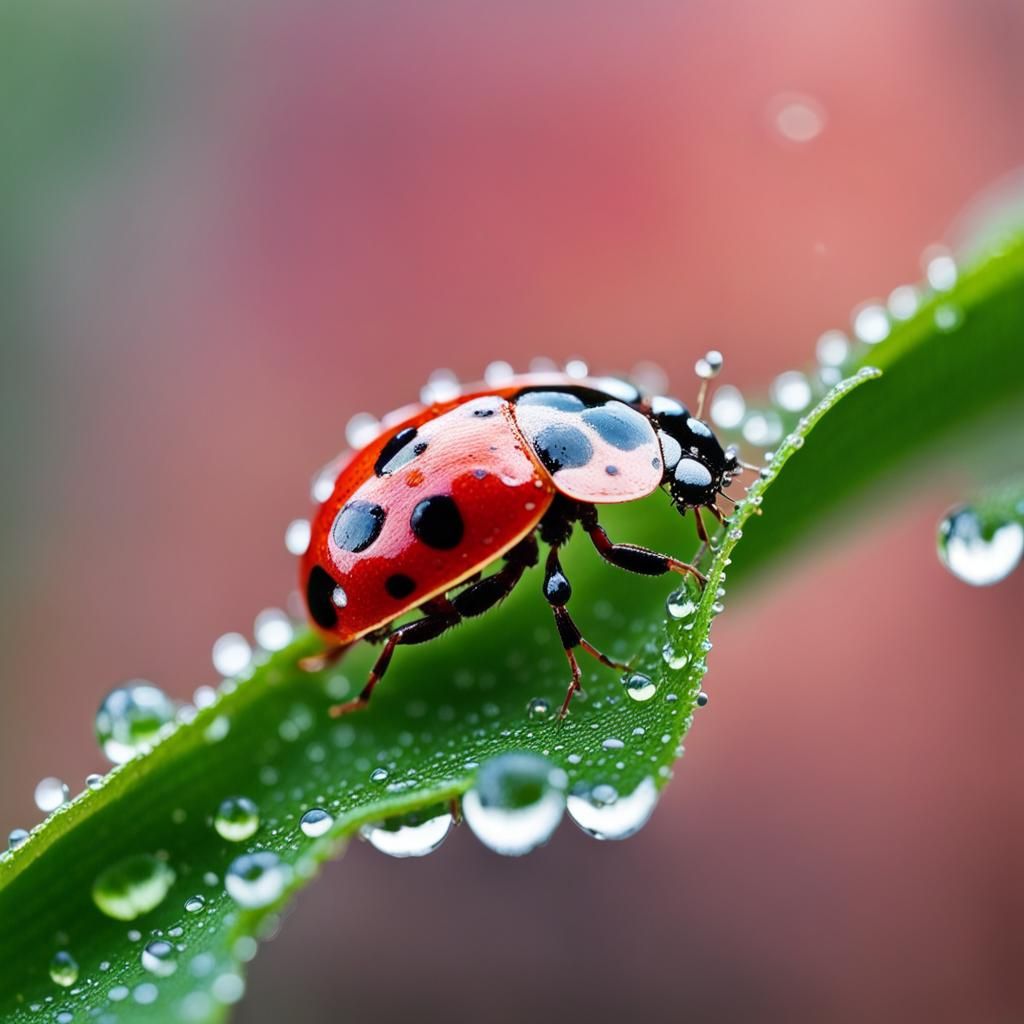 Close-up shot of a tiny ladybug - AI Generated Artwork - NightCafe Creator