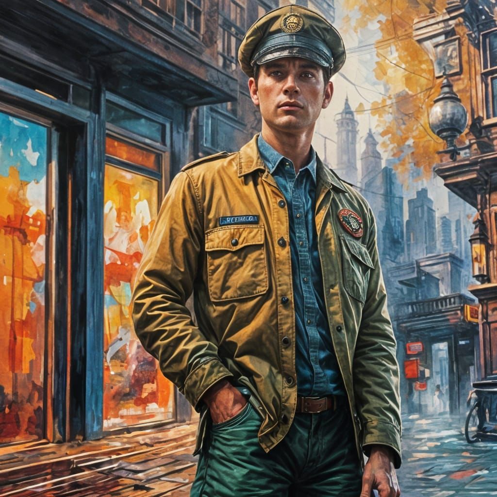 The postman always wears shorts Hyperrealistic, splash art, concept art ...