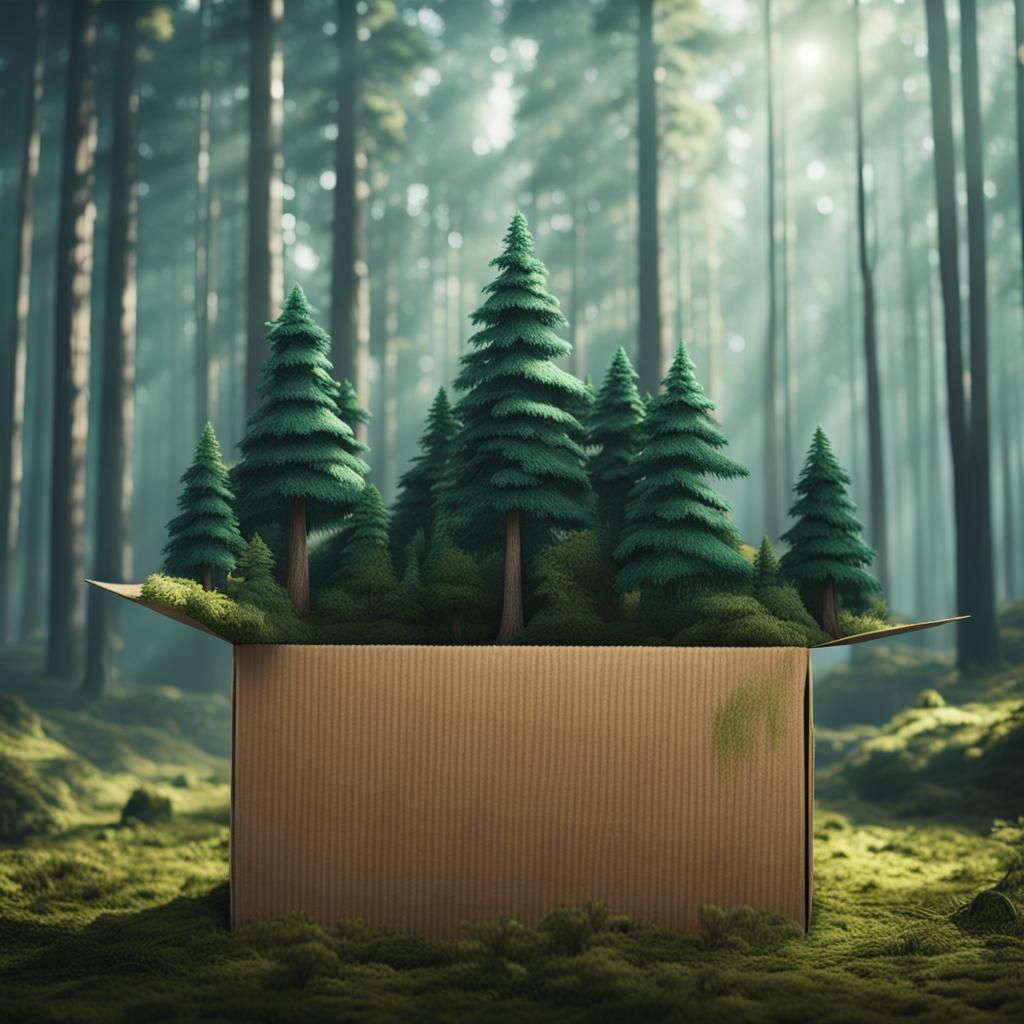 forest in a card board box - AI Generated Artwork - NightCafe Creator