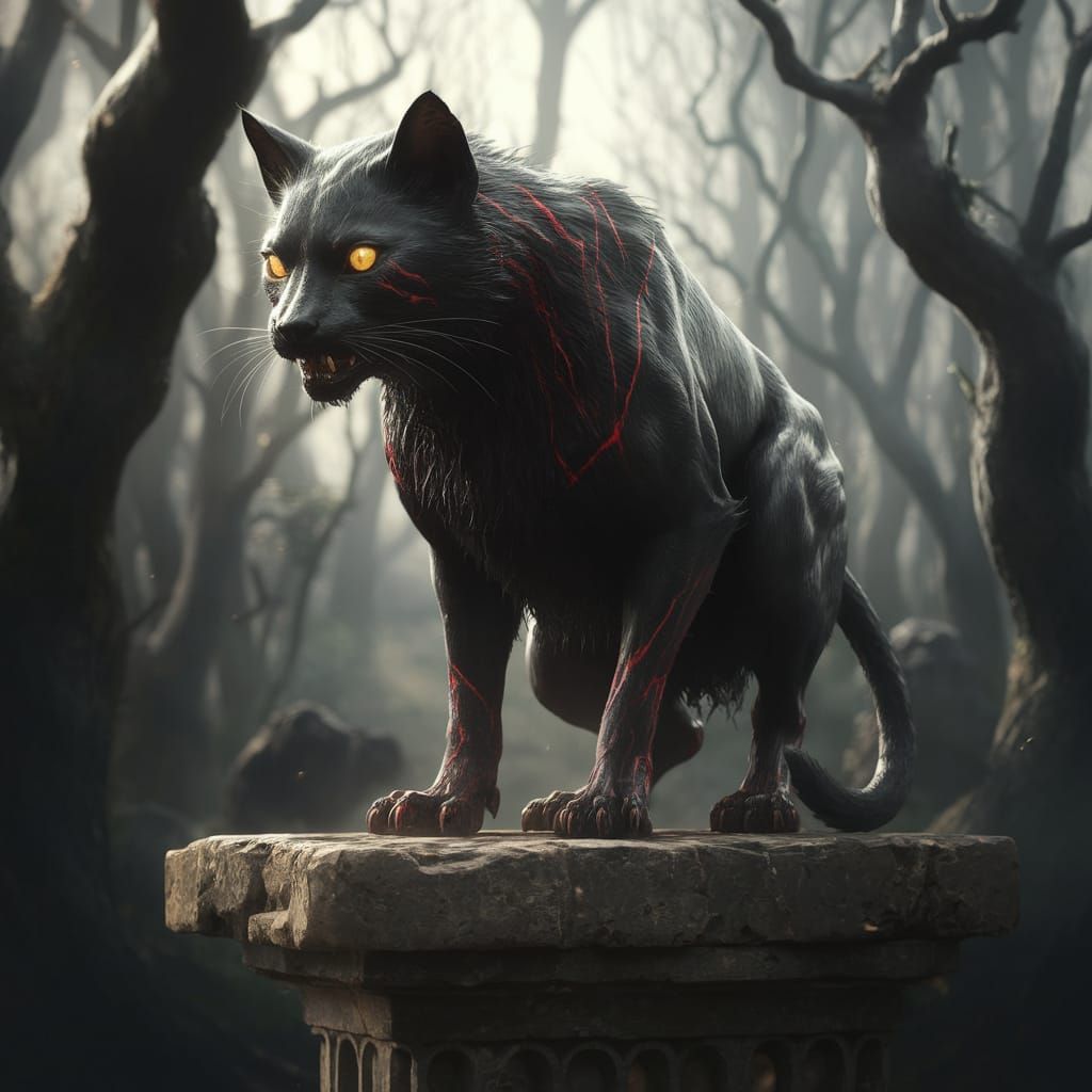 Hyper-Realistic Feline Deathclaw in Mysterious For... - AI Art