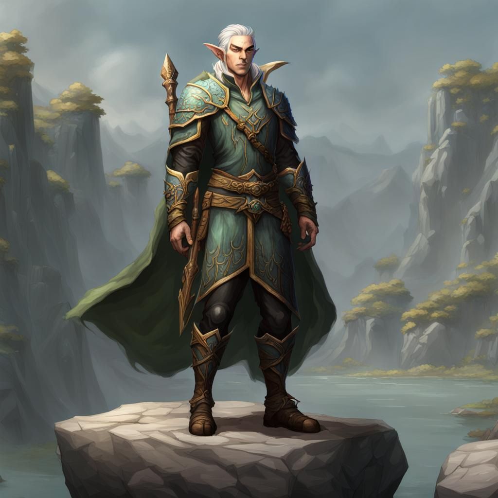 A male drude elf standing on a stone - AI Generated Artwork - NightCafe ...