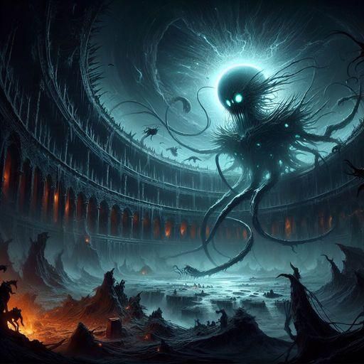 Abyssal Wastes Coliseum: A desolate coliseum amidst the abyssal wastes ...