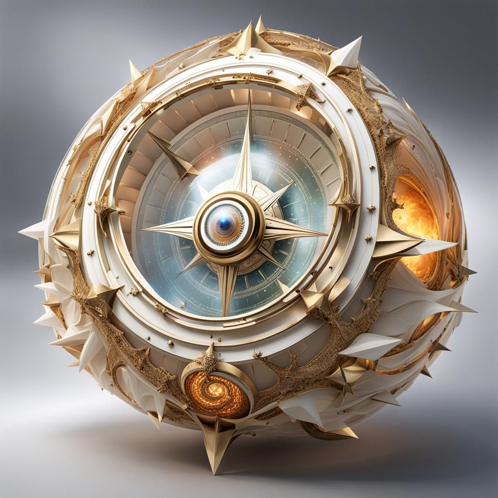 hybrid futuristic compass, ultra Luxurious futurist compass in white ...