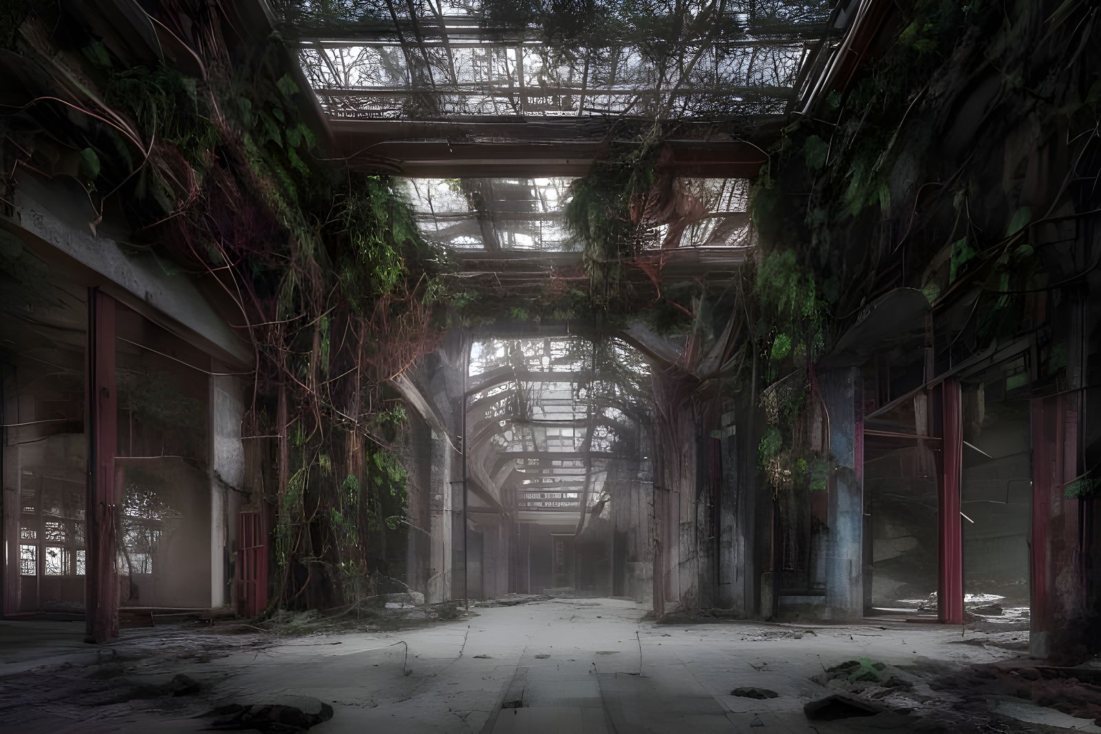 overgrown factory - AI Generated Artwork - NightCafe Creator