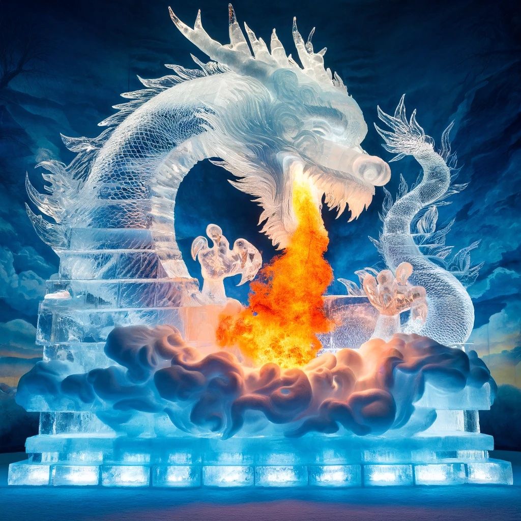 Chinese Dragon Ice Sculpture - AI Generated Artwork - NightCafe Creator