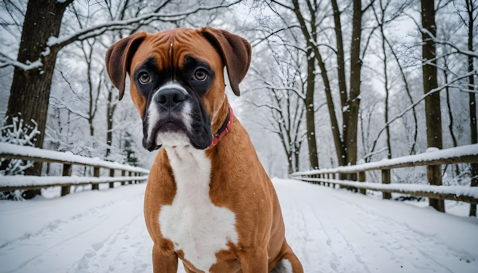 boxer-dog in snow - boxer-dog in snow