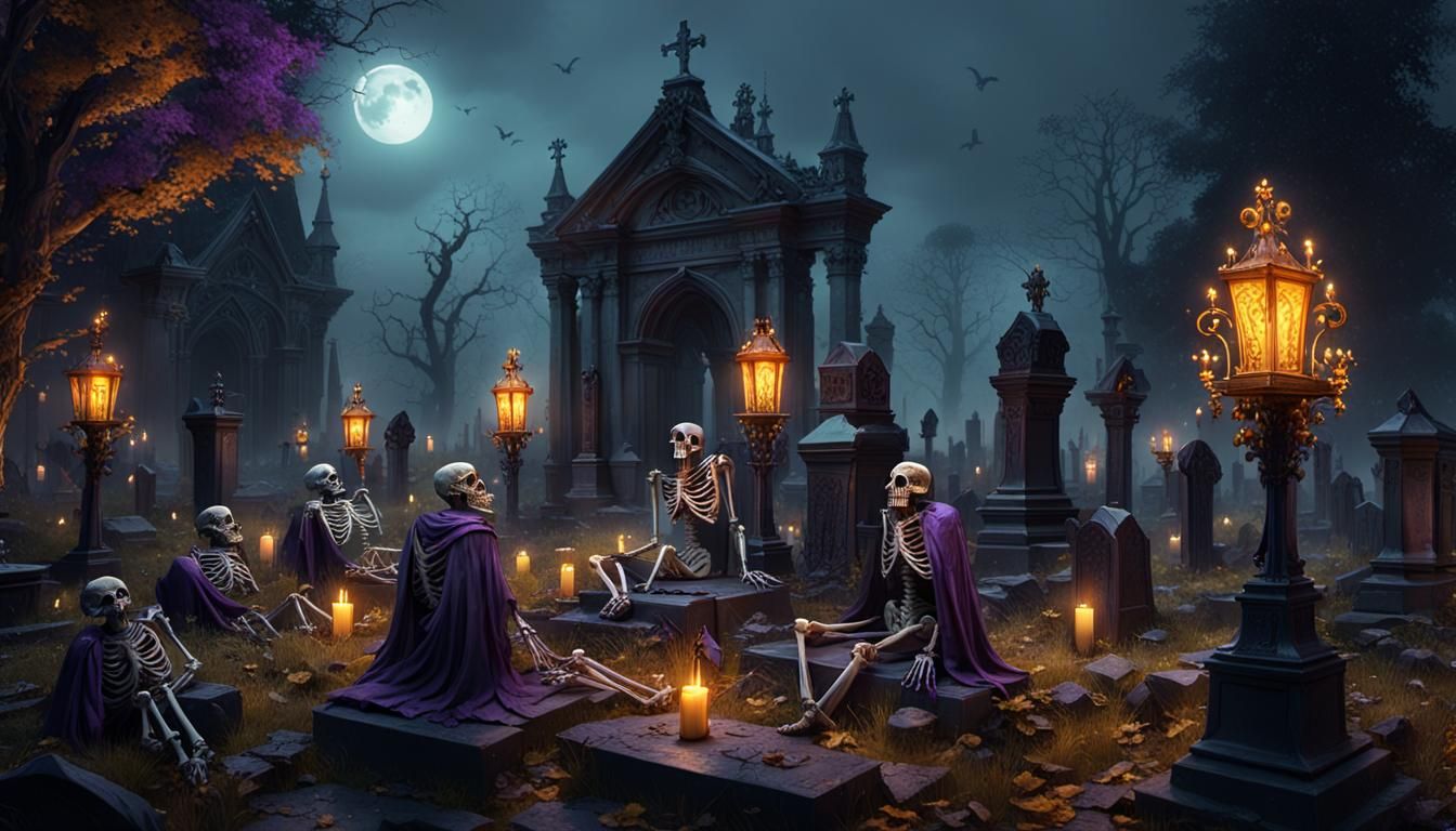 Skeleton meeting - AI Generated Artwork - NightCafe Creator