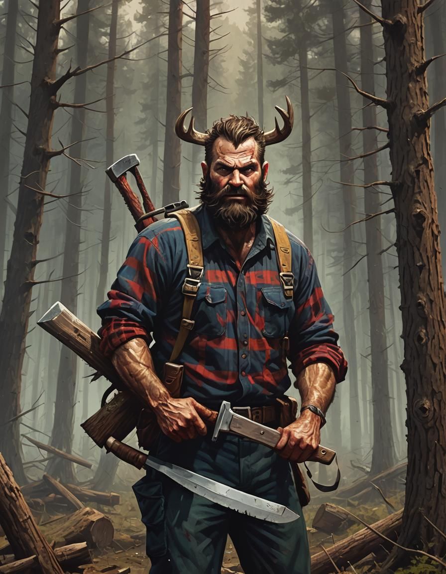creepy horror killer lumberjack - AI Generated Artwork - NightCafe Creator