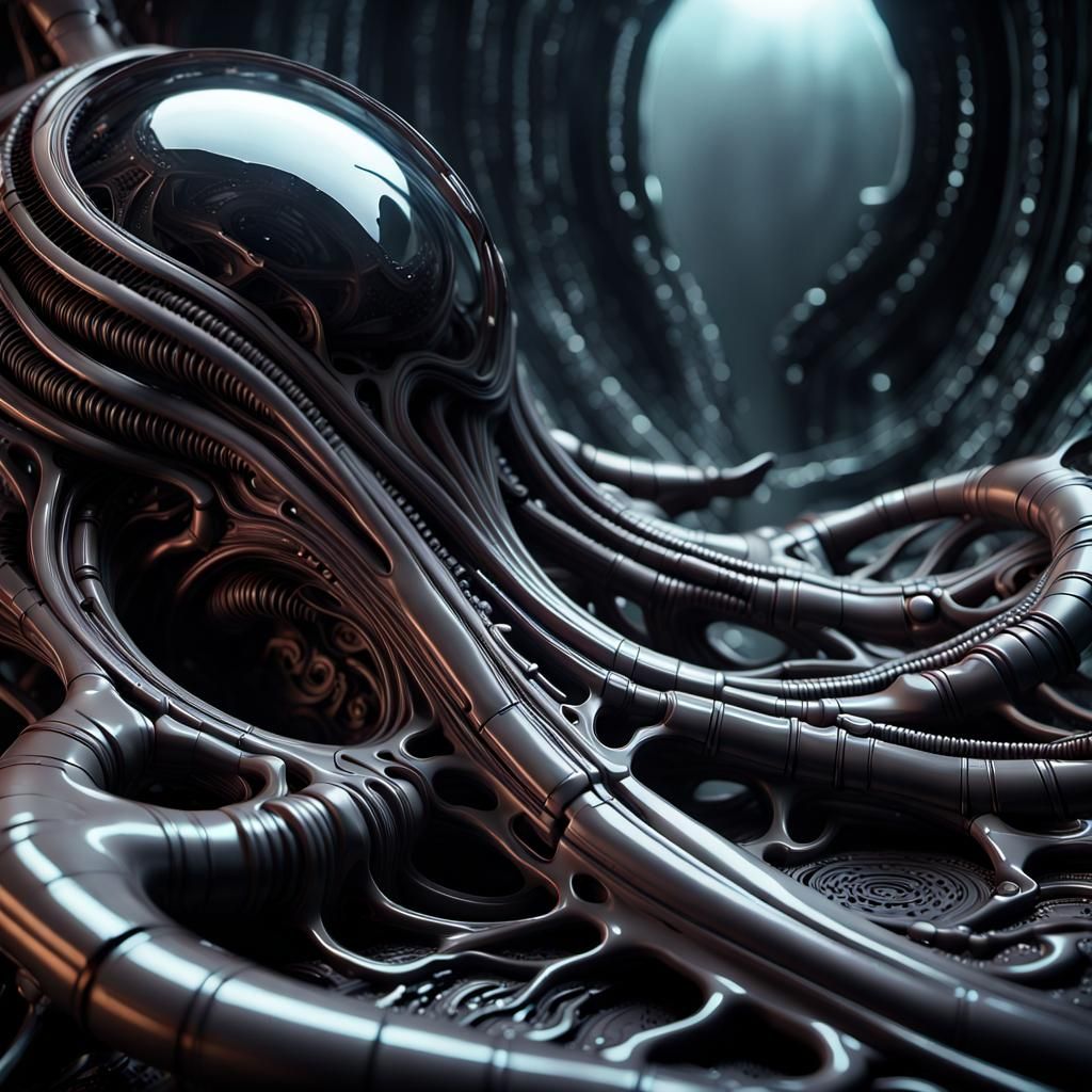 Close up Biomech Tendrils inspired by Giger - AI Generated Artwork ...