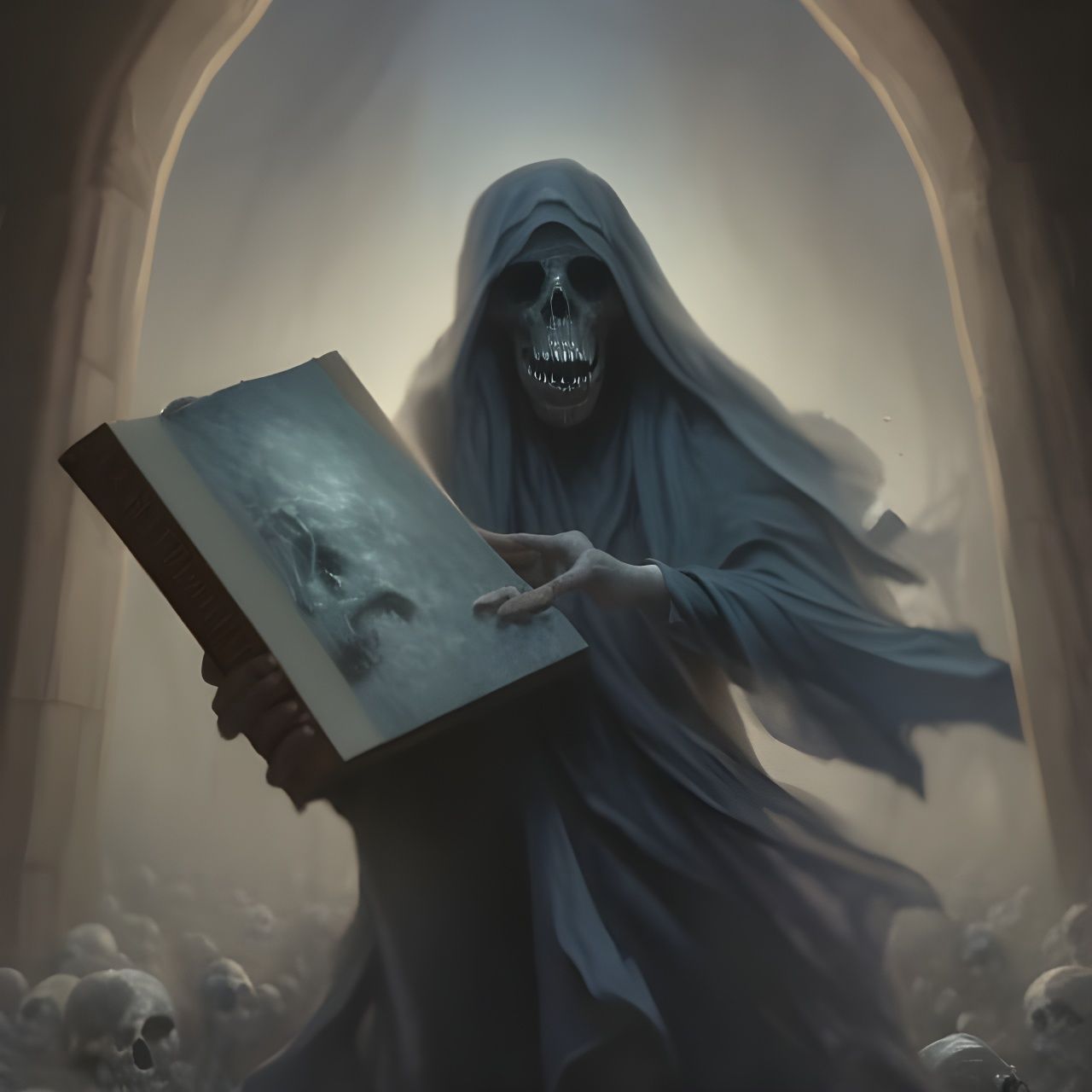 a beautiful masterpiece portrait of a necromancer raising the dead ...
