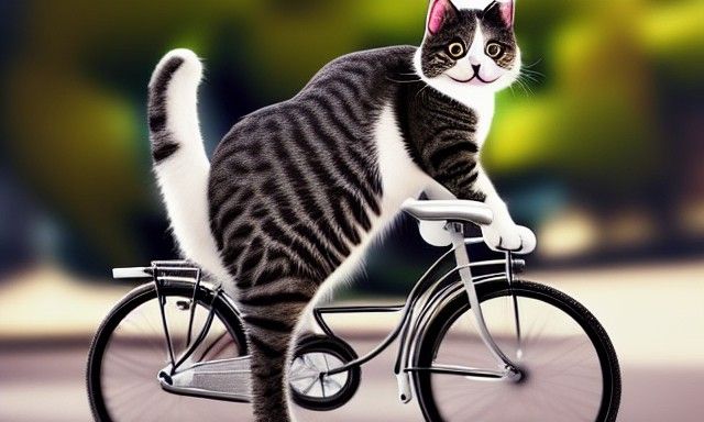 Cat riding bicycle #01 - AI Generated Artwork - NightCafe Creator