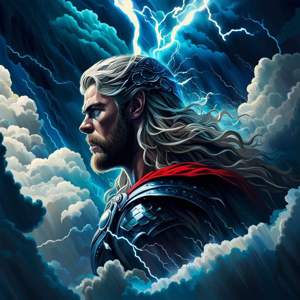 Thor inside the Clouds - AI Generated Artwork - NightCafe Creator