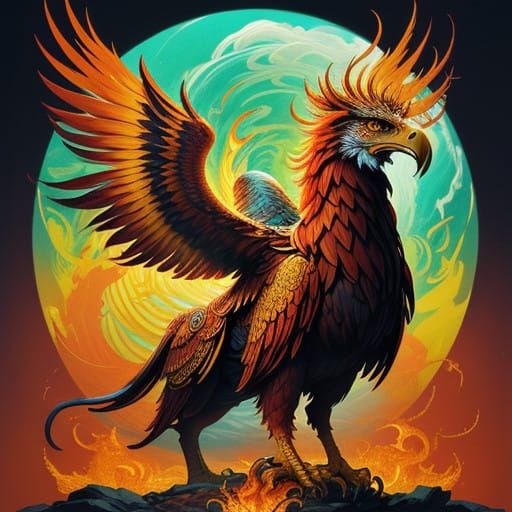 Garuda-Phoenix Hybrid - Majestic Garuda-Phoenix Hybrid in Vo...