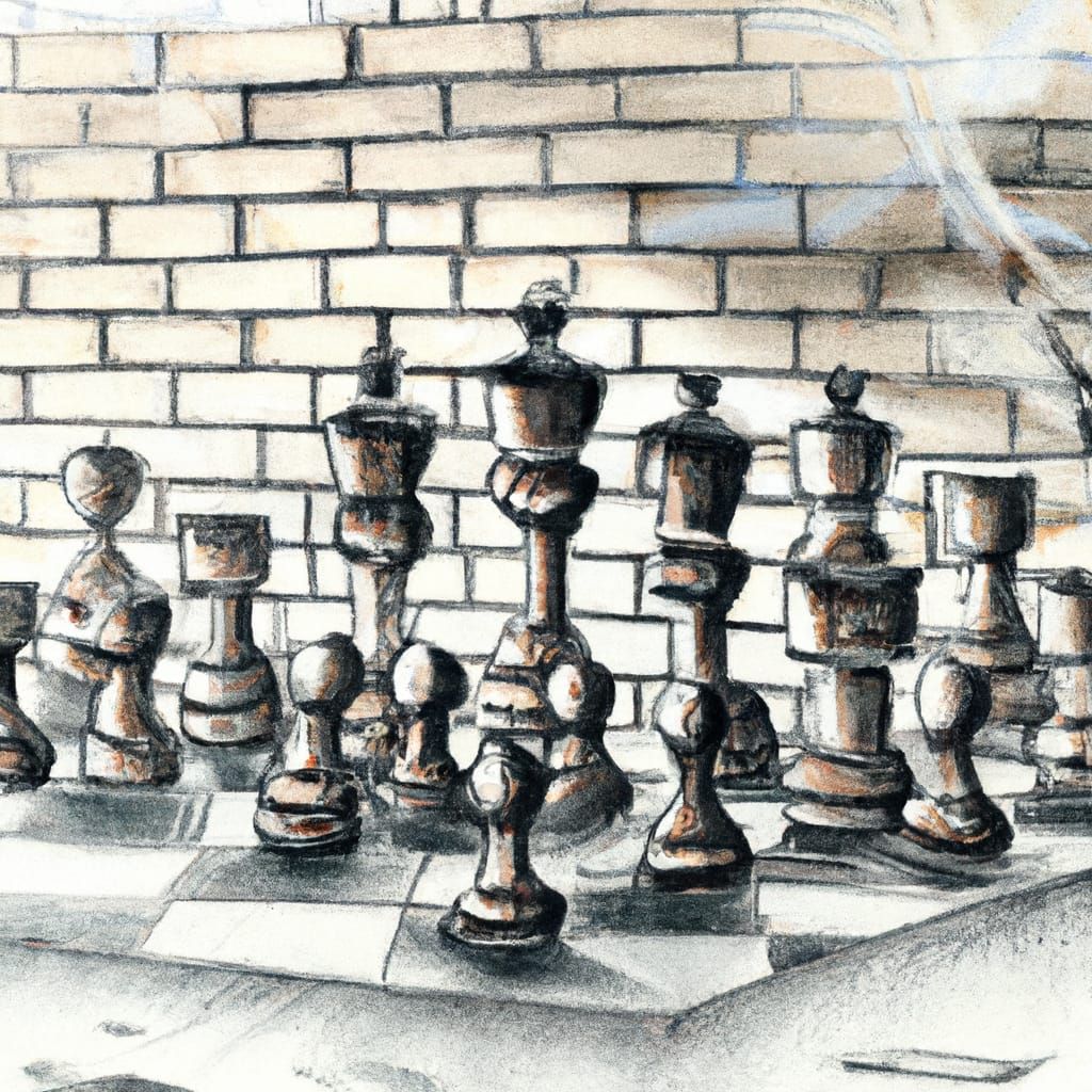 big wall with chesbboard and chess pieces draw, graffiti, street art ...