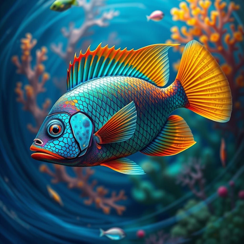 African Tembe fish - Vibrant African Tembe Fish in a Fantasy...