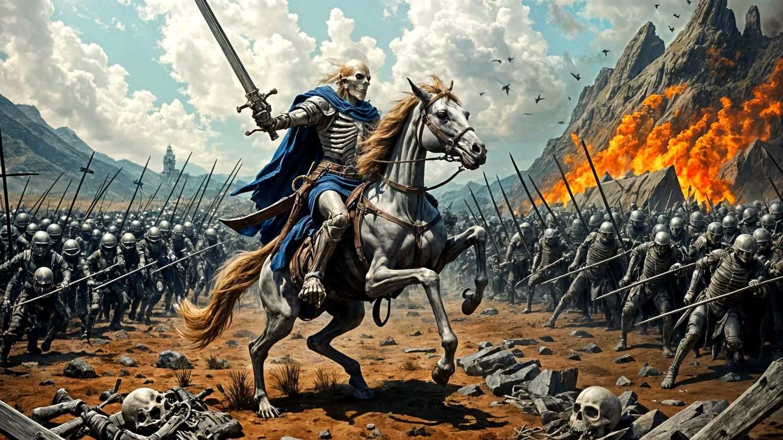 Army of the Skeletal dead - Skeletal Warrior Charges into Ba...