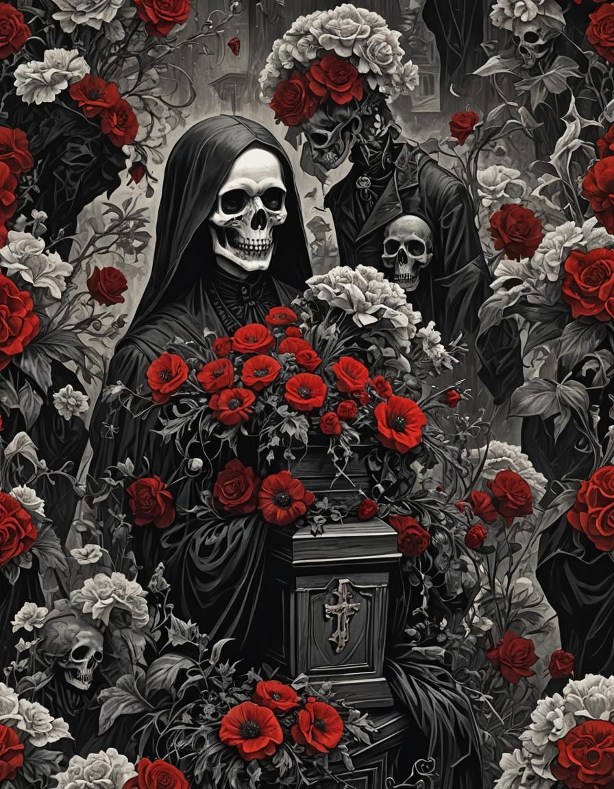 victorian funeral death black flowers coffin gothic horror black and ...