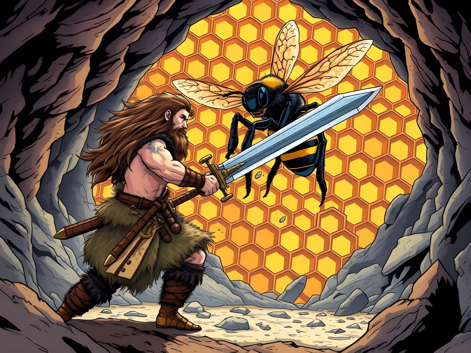 Barbarian vs monstrous bee - Barbarian Battles a Colossal Be...
