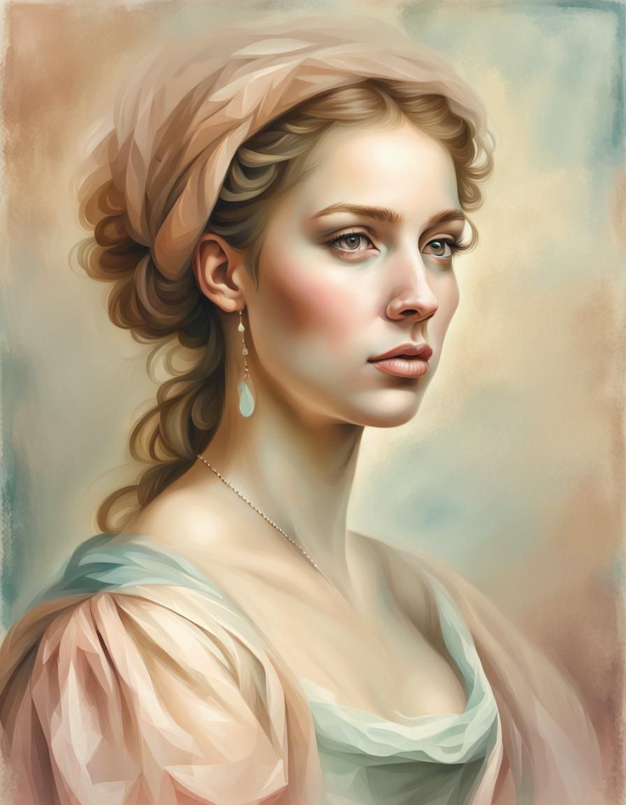 artistic Renaissance portrait of young woman in pastel colors - AI ...