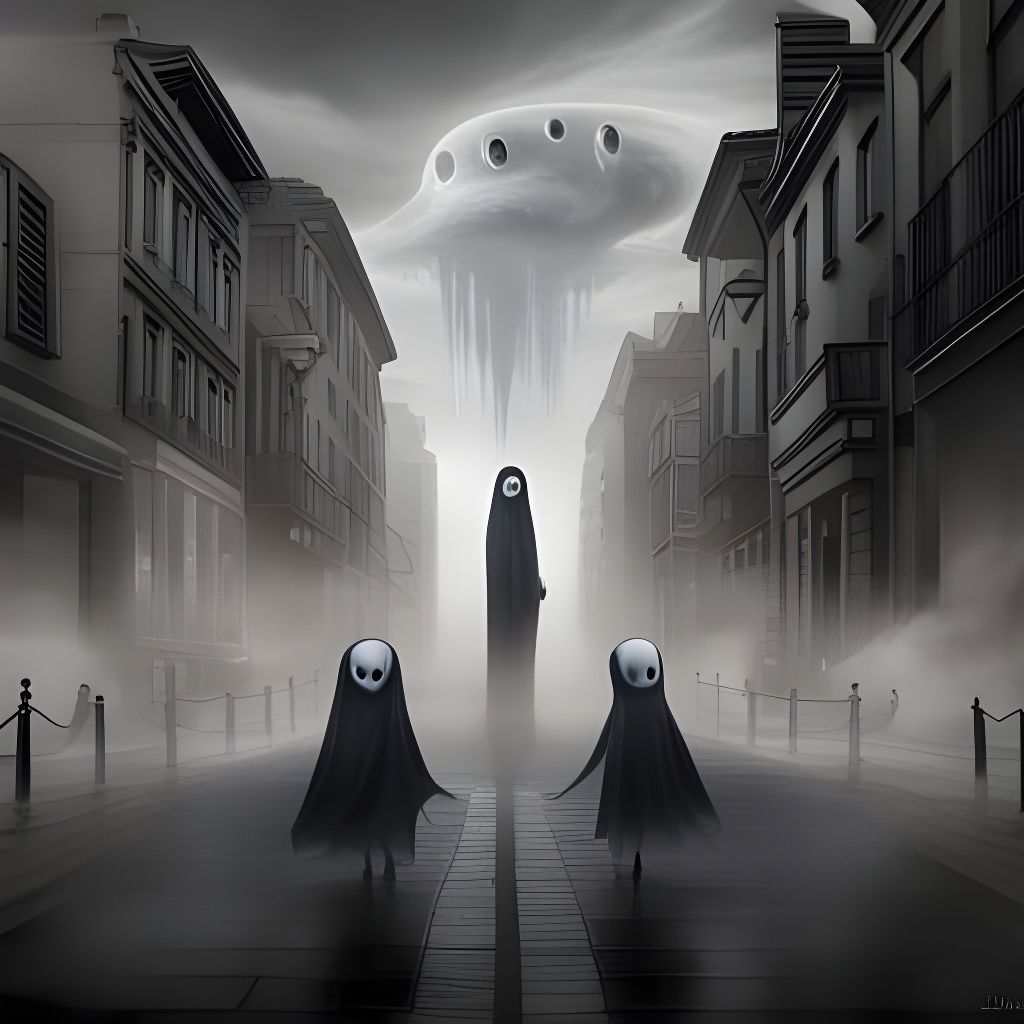Alien ghosts coming to get you! - AI Generated Artwork - NightCafe Creator