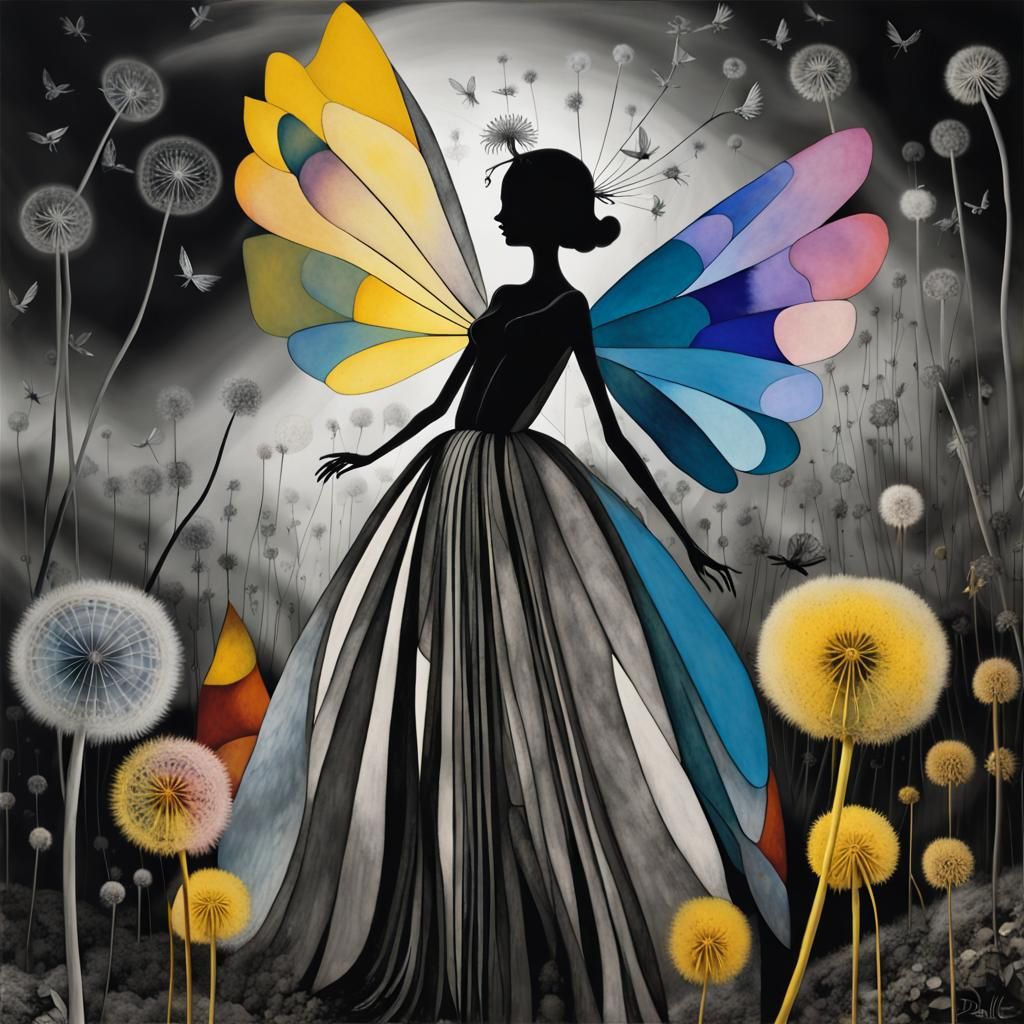 Winged fairies in a Million Dandelion dreamscape, making wishes ...