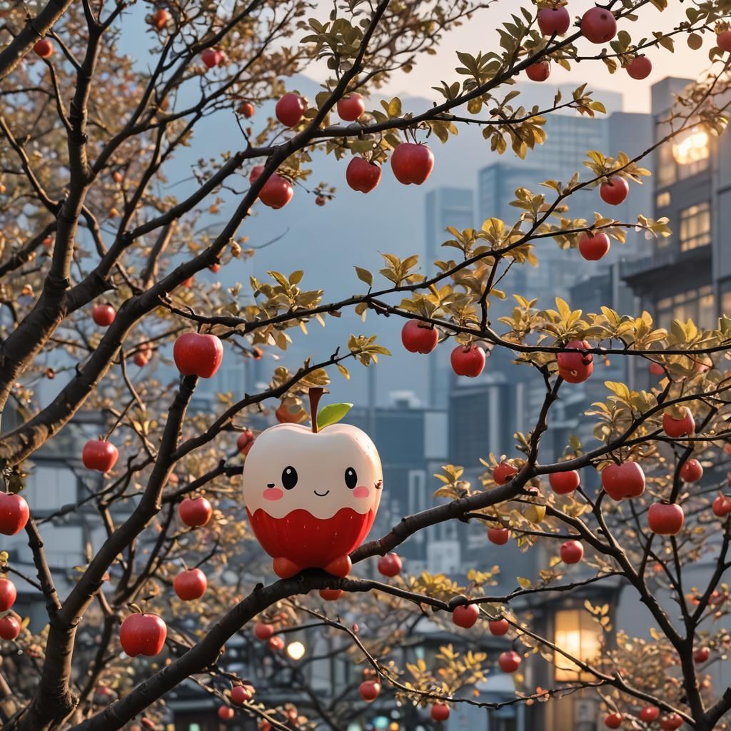 Chibi apple in japan light at dawn - AI Generated Artwork - NightCafe ...
