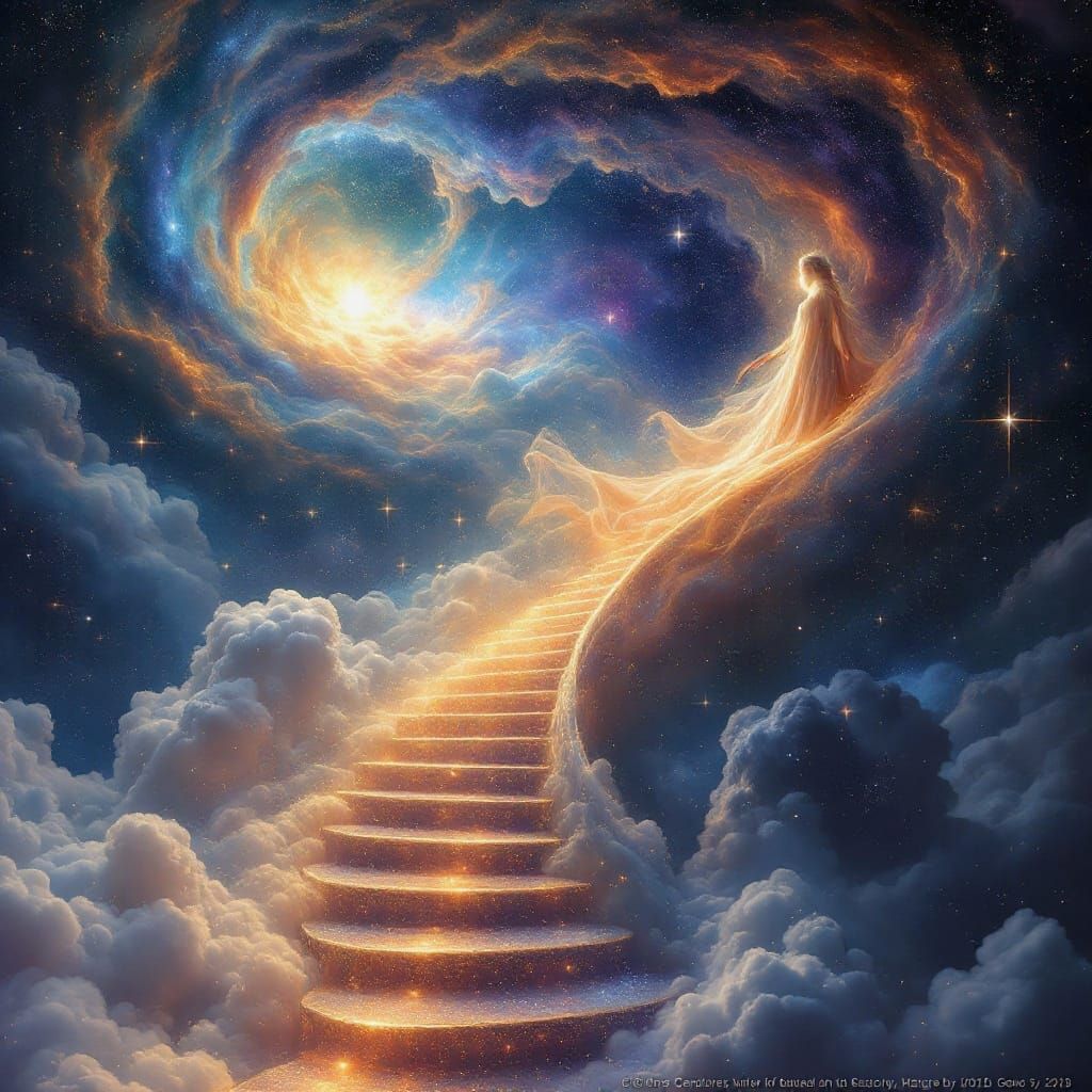 Stairway to Heaven - Ethereal Celestial Being Descends a Gra...