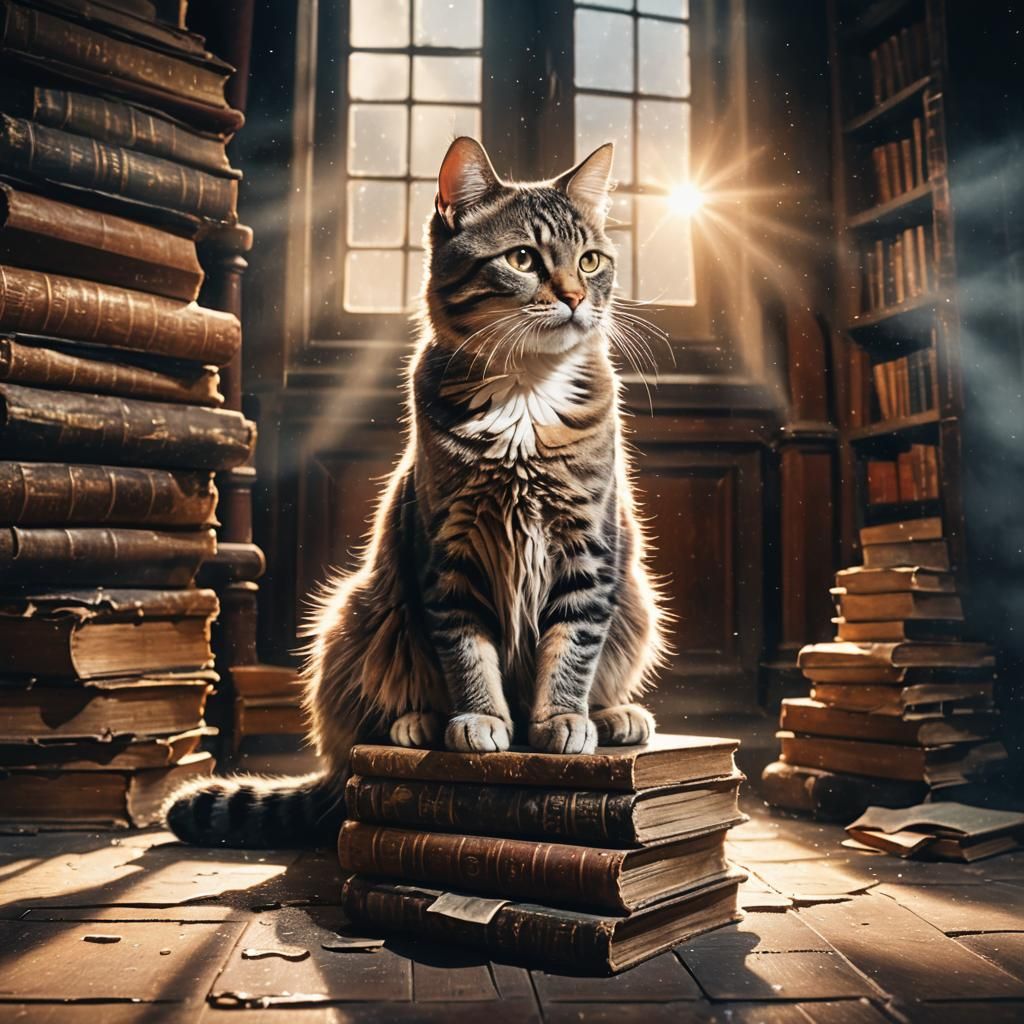 Library Cat - AI Generated Artwork - NightCafe Creator