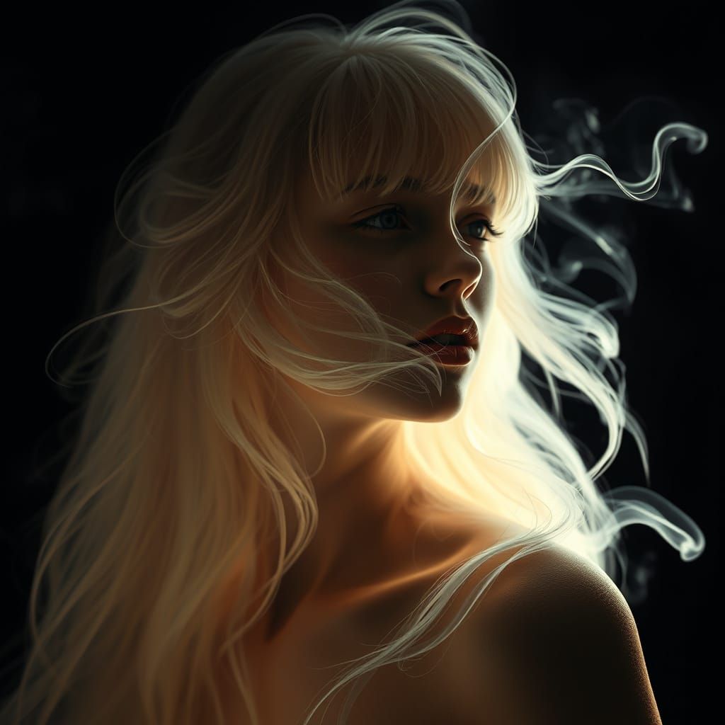 Ethereal Air Elemental Woman in Silhouette Art - AI Art