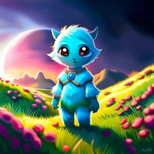 Little Blue Alien - AI Generated Artwork - NightCafe Creator