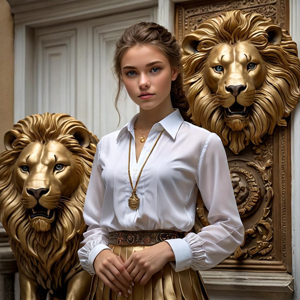 Preppy Student at Lion-Themed College - AI Generated Artwork ...