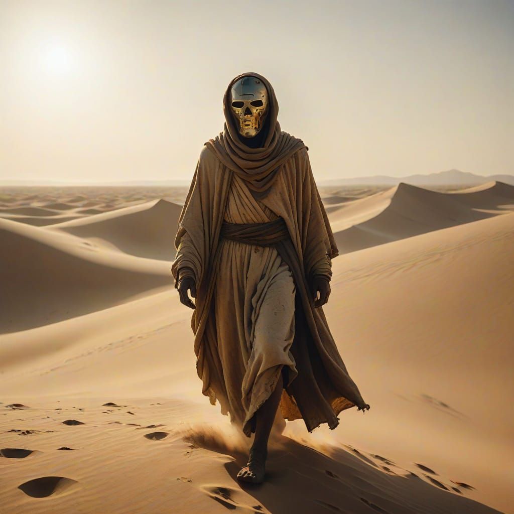 Acephali in Golden Hour Desert Majesty - AI Art