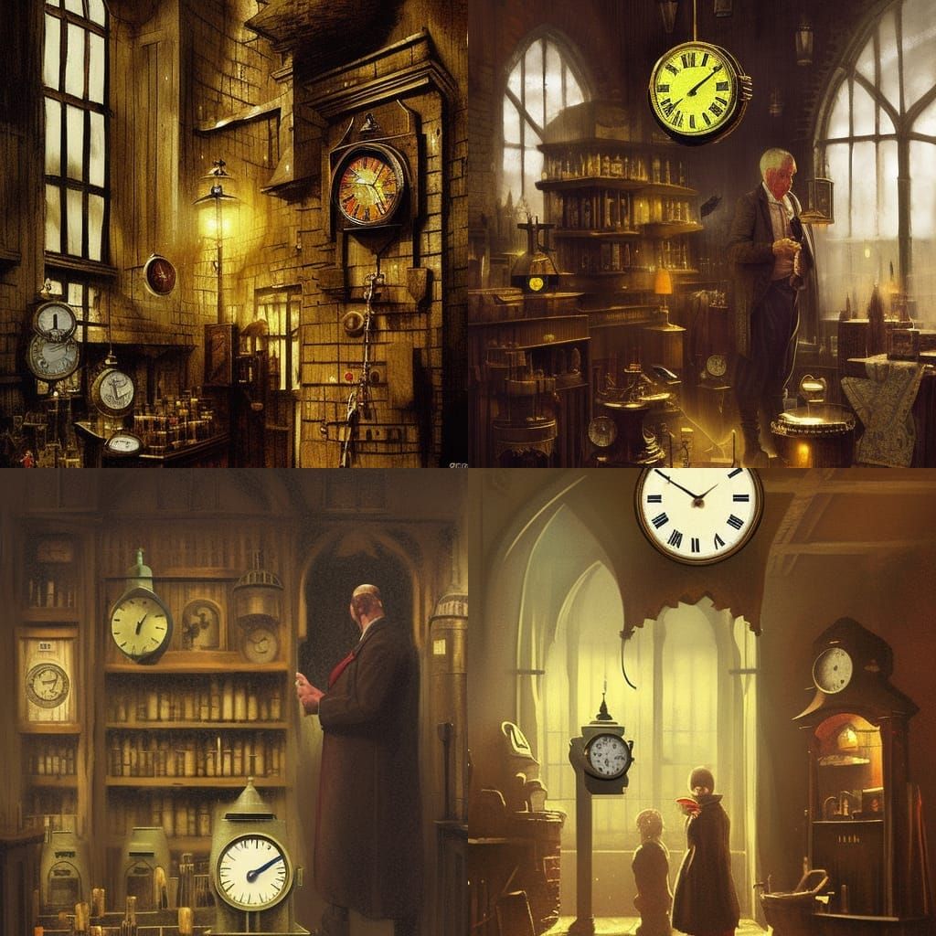Clocks in a shop clock in an old english village sinister by Greg ...