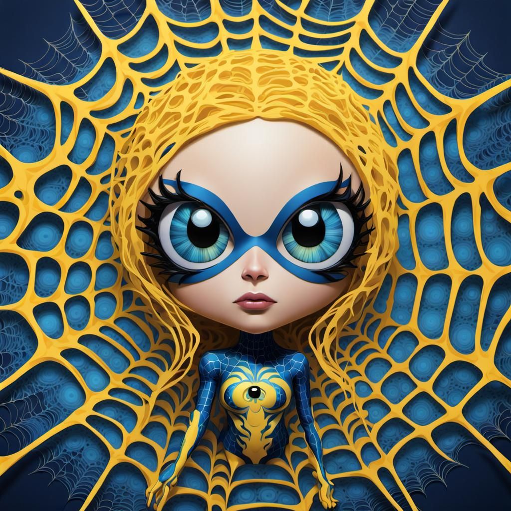 Chibi-style spider-woman and her spiderweb - AI Generated Artwork - NightCafe Creator