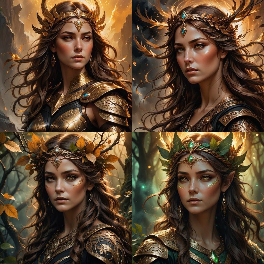 Rebecca: Elemental Goddess in Bronze and Black - AI Art