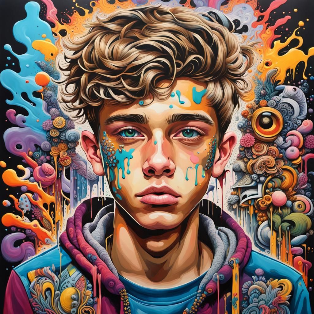 Maximalism: 17-year-old boy - AI Generated Artwork - NightCafe Creator