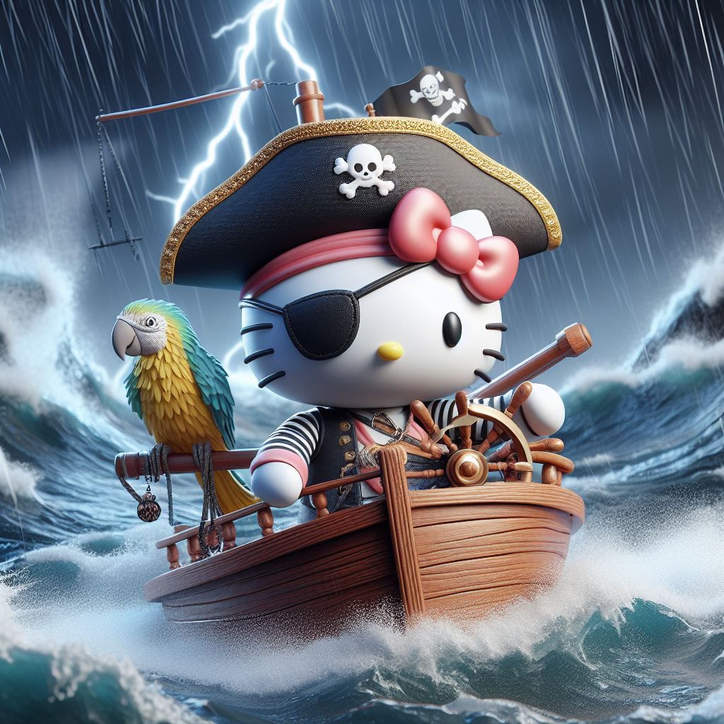 3d hello kitty pirate - AI Generated Artwork - NightCafe Creator