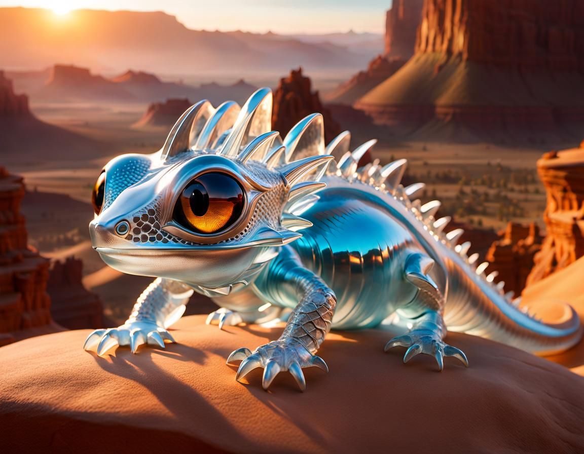 Chibi-styled huge-eyed crystal lizard - AI Generated Artwork ...