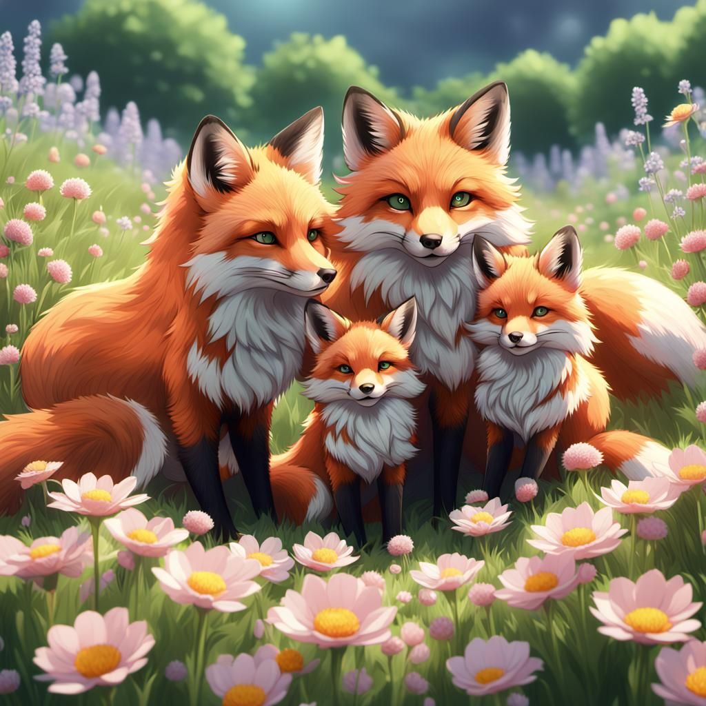 Fluffy foxes - AI Generated Artwork - NightCafe Creator