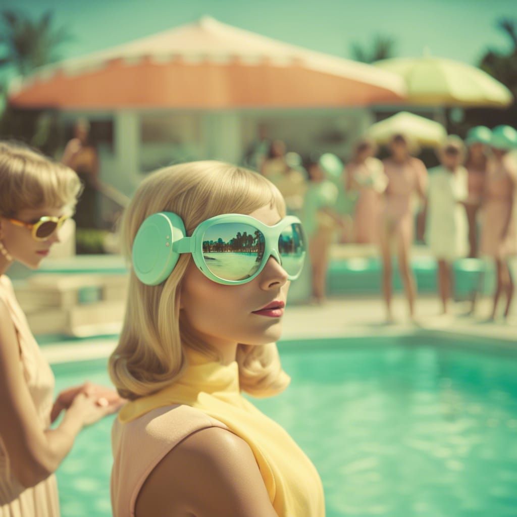 60s pool party - AI Generated Artwork - NightCafe Creator