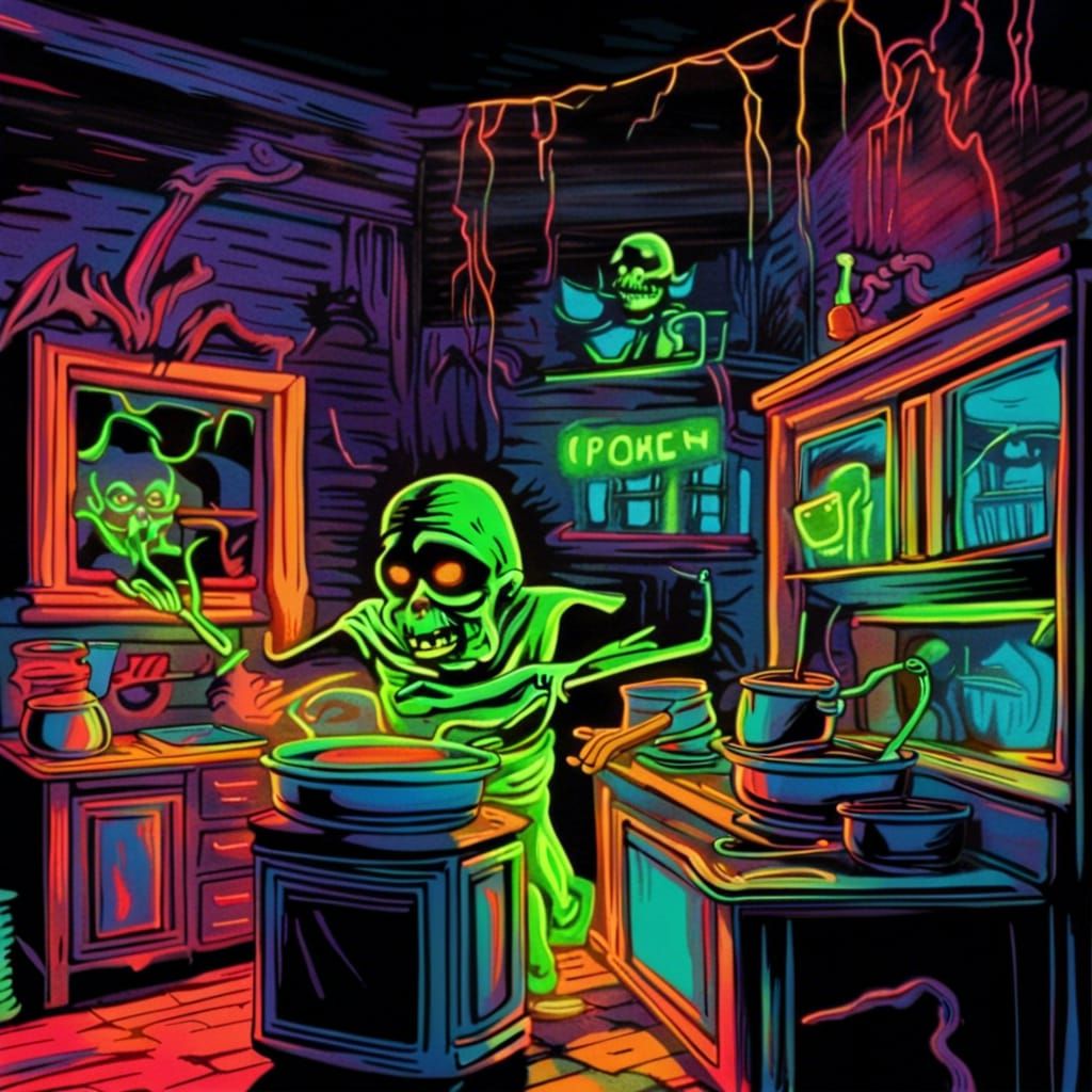 Spooky Haunted kitchen, goosebumps style!!! - AI Generated Artwork ...